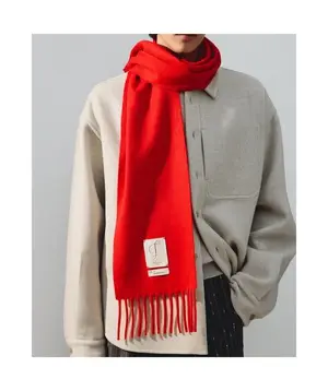 Jacquemus Fringed Logo-patch Scarf - Red