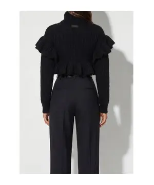 Elisabetta Franchi Ruffled Cropped Knitted Sweater
