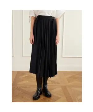 Sacai Pleated Herringbone Blend Midi Skirt