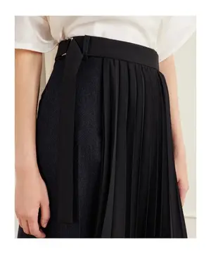 Sacai Double-faced Herringbone Pleated Skirt - No