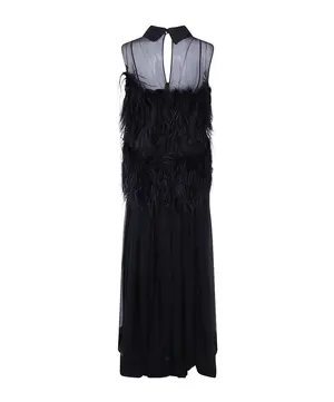 Alberta Ferretti Ethereal Silk Chiffon Feather Gown