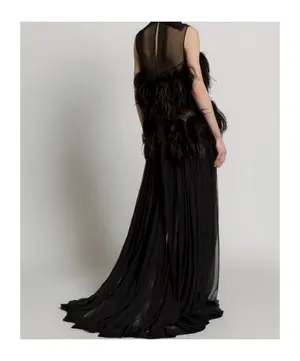 Alberta Ferretti Ethereal Silk Chiffon Feather Gown