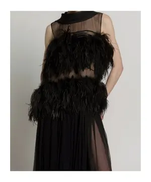 Alberta Ferretti Ethereal Silk Chiffon Feather Gown