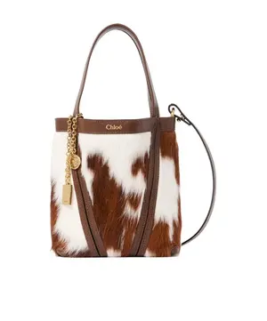 Chloé Small Spin Tote Bag In Hair-on Leather - Chocolate-colored