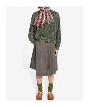 Dries Van Noten Pleated Wool Kilt
