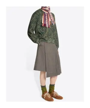 Dries Van Noten Pleated Wool Kilt