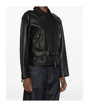 Emporio Armani Leather Jacket With A Zipper