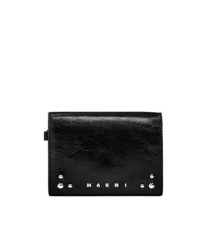 Marni Leather Wallet With Logo - Black