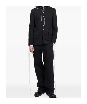 ANN DEMEULEMEESTER Cotton-drill Straight-leg Trousers - Black