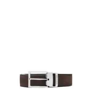 Emporio Armani Nubuck Leather Tongue Belt With A Polished Metal Buckle - Brown