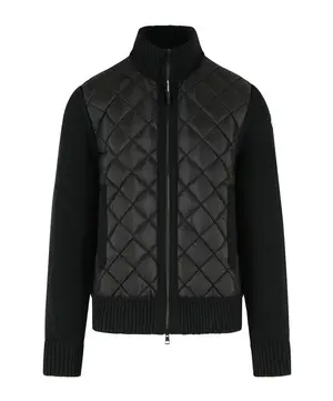 Moncler Logo Patch Zip-up Padded Cardigan - Black