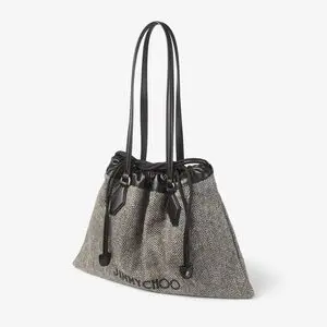 JIMMY CHOO Blended-fabric Herringbone Drawstring Shoulder Bag