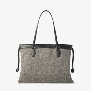 JIMMY CHOO Blended-fabric Herringbone Drawstring Shoulder Bag