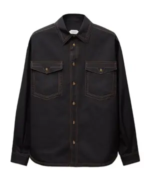 Versace Cotton Poplin Loose Shirt - Black