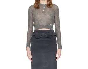 SHUSHU/TONG Long-sleeve Knitted Polo Shirt - Grey