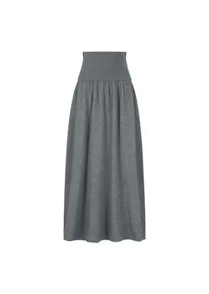 AMOMENTO Ribbed Shirring Knit Maxi Dress