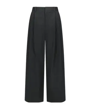 AMOMENTO Two-tuck Wide-leg Trousers - Black