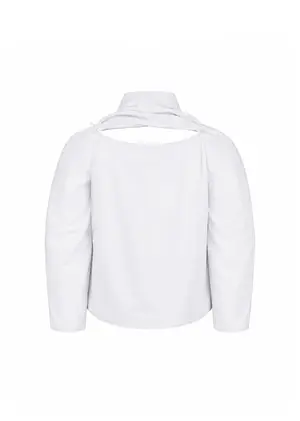 AMOMENTO Scarf-detail Long-sleeve Blouse - White