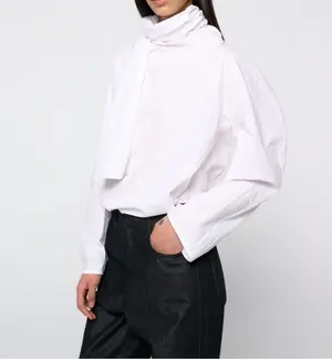 AMOMENTO Scarf-detail Long-sleeve Blouse - White