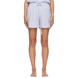 ENTIRE STUDIOS Striped Pajama Shorts Blue