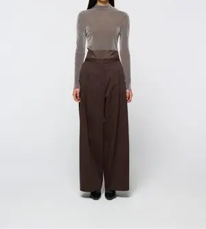 AMOMENTO Double-pleated Wide-leg Trousers