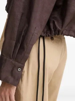 Pinko Drawstring-hem Cropped Linen Shirt