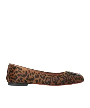 Santoni Animal-pattern Buckle Ballet Flats