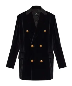 Etro Long Double-breasted Stretch Cotton Velvet Jacket