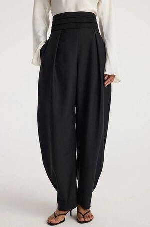 RÓHE Pleated Satin-waistband Trousers