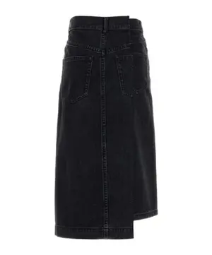 Sacai Asymmetric-hem Denim Midi Skirt