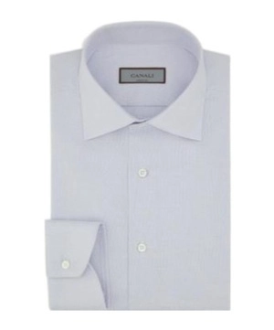 Canali Long Sleeved Textured Shirt - Light Blue
