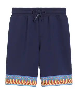 Dolce & Gabbana Carretto-print Fleece Bermuda Shorts - Blue