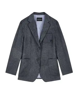 EMPORIO ARMANI Wool Blend Blazer With Denim Effect Signature Capsule