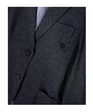 Emporio Armani Wool Blend Blazer With Denim Effect Signature Capsule