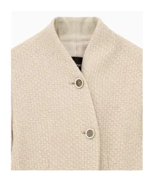 Emporio Armani High-neck Virgin Wool Blazer With A Jacquard Knit Effect