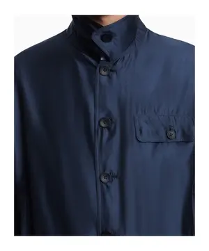 Emporio Armani Blouson Jacket In Satin Effect Silk With A High Collar