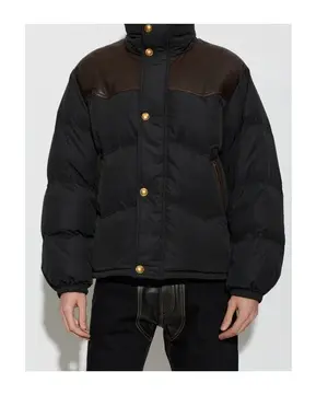 Versace Leather-trim Padded Jacket