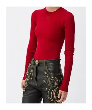Versace Logo-embroidered Wool-knit T-shirt
