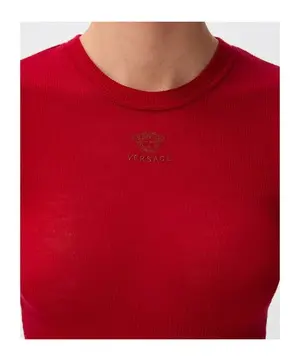 Versace Logo-embroidered Wool-knit T-shirt