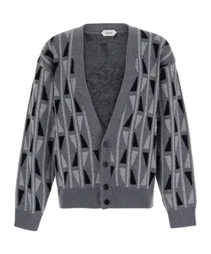 Versace Geometric-pattern Cardigan - Grey