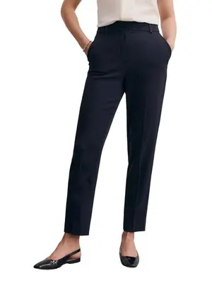 The Fold Tavira Clever Crepe Slim Trousers - Navy