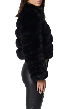 LYLA GRANT Fur-free Fox Horizontal Zip Short Jacket