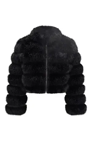 LYLA GRANT Fur-free Fox Horizontal Zip Short Jacket