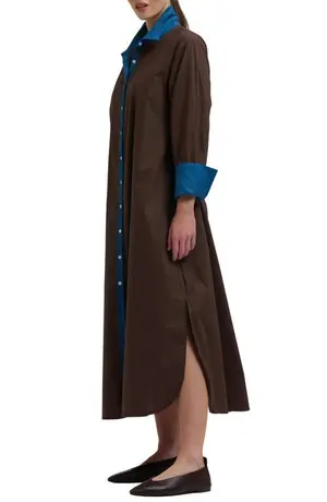 SHIRTY Denim Trimmed Cotton Shirtdress