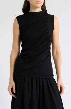 Oddmuse Semisheer Ruched Top - Black