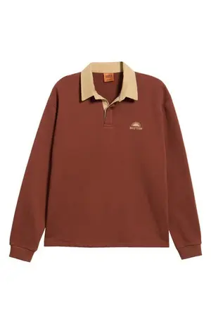 RHYTHM Heritage Bloom Cotton Rugby Polo - Bark