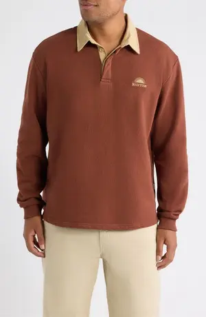 RHYTHM Heritage Bloom Cotton Rugby Polo - Bark