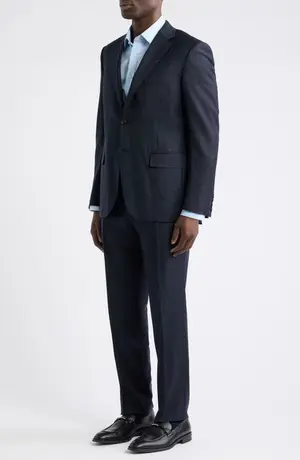 Canali Siena Regular Fit Windowpane Check Impeccabile Wool Suit