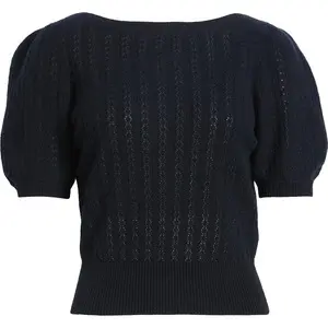 Paige Jules Puff Sleeve Cashmere Sweater - Deep Navy
