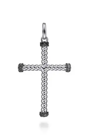 GABRIEL & CO. Hampton Black Spinel Cross Charm - Sterling Silver
